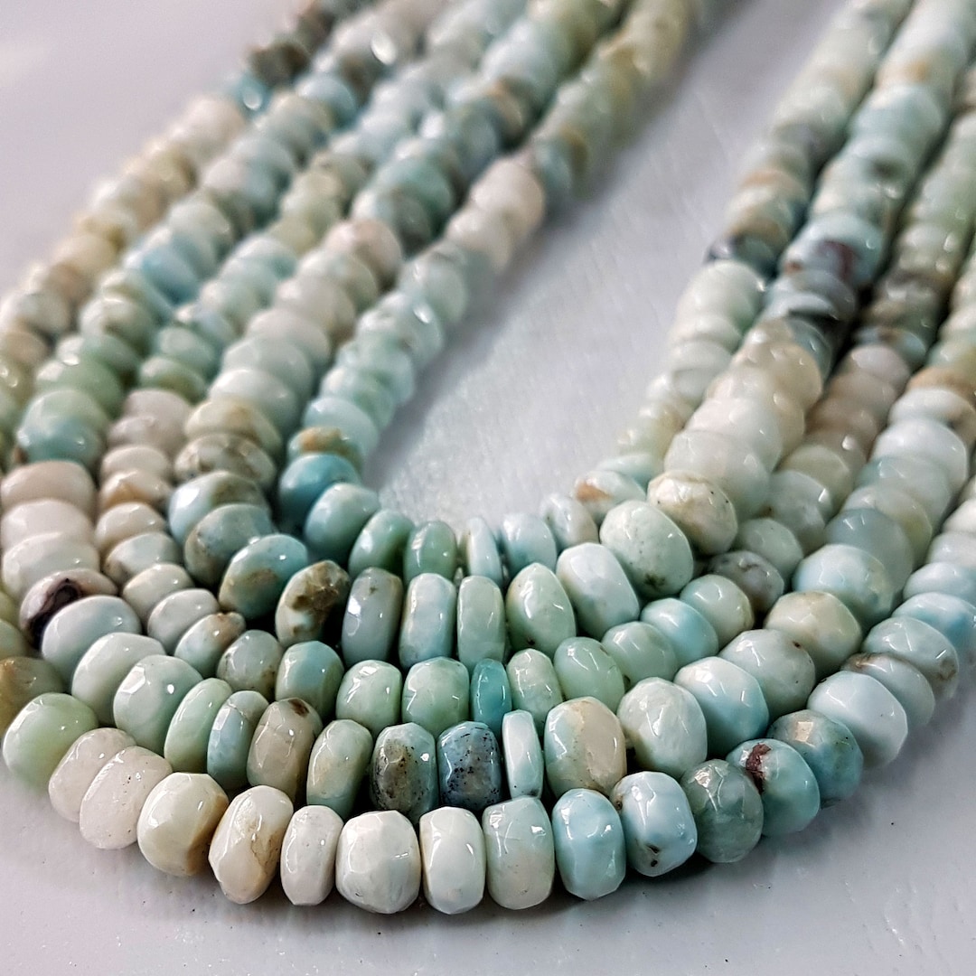 Natural LARIMAR Gemstone Smooth Beads,larimar Smooth Rondelles,loose ...