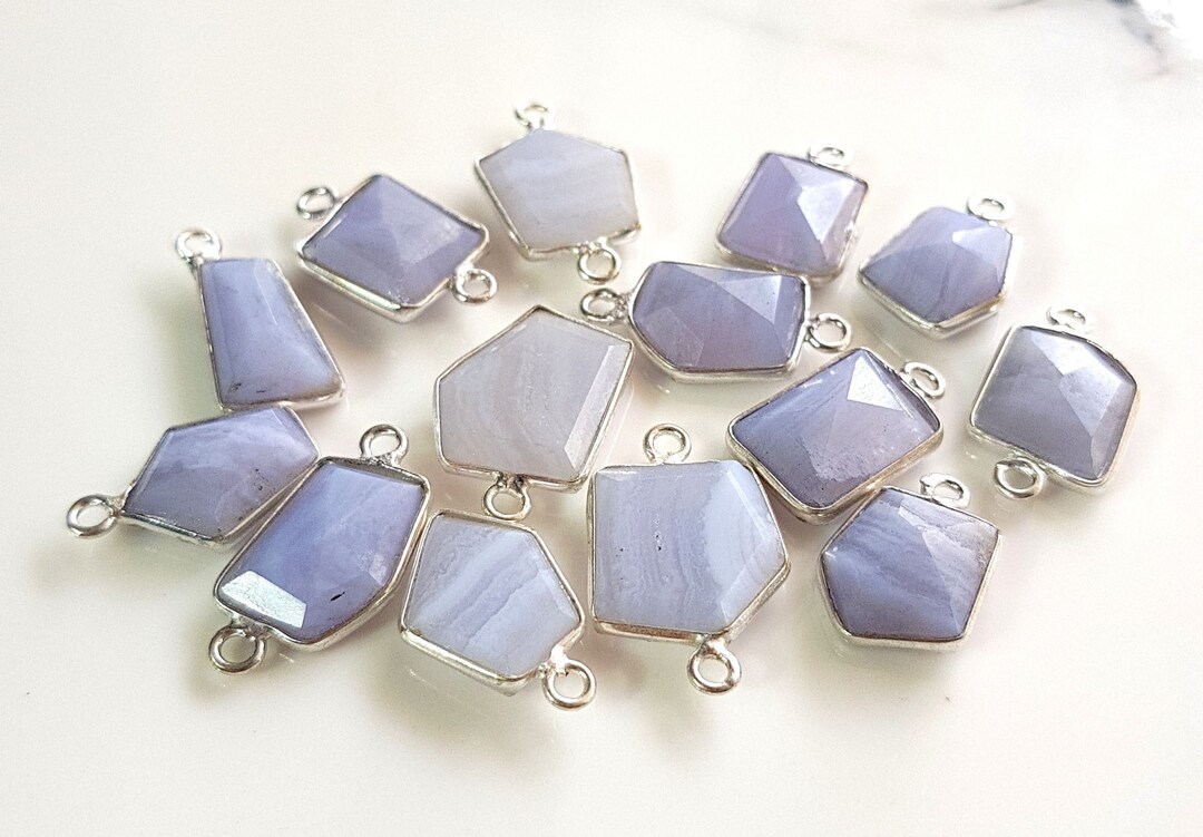 5 Stück Natur Blau Spitze Achat Edelstein Verbinder Charms Verbinder ...