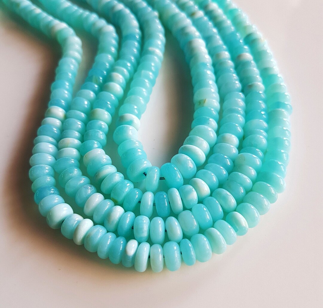 AAA+++ Wholesale PERUVIAN Blue OPAL Smooth Beads Sky Blue Peru Opal ...