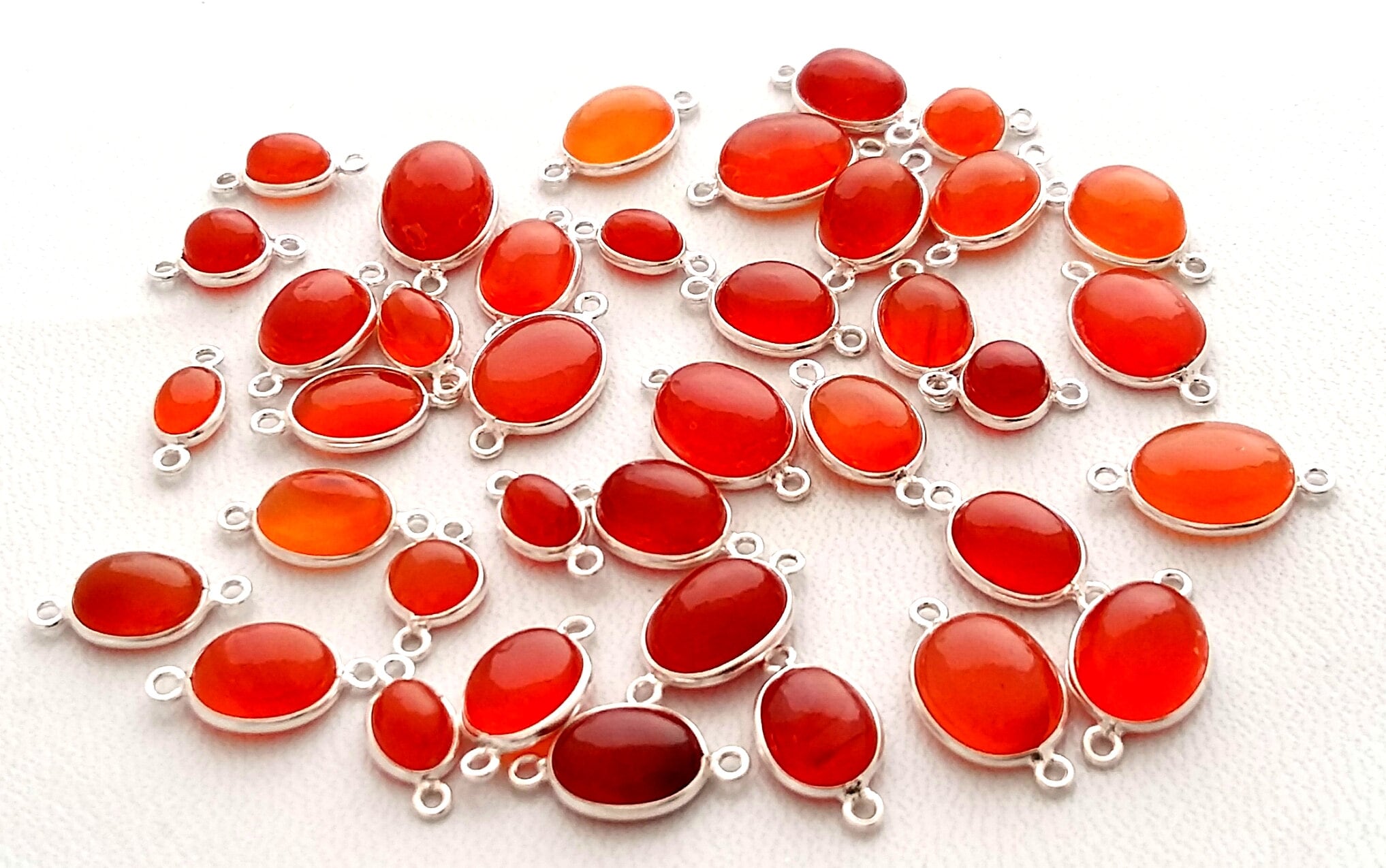 Bezel Connector Gemstone Connector Links 925 Sterling Silver Carnelian ...