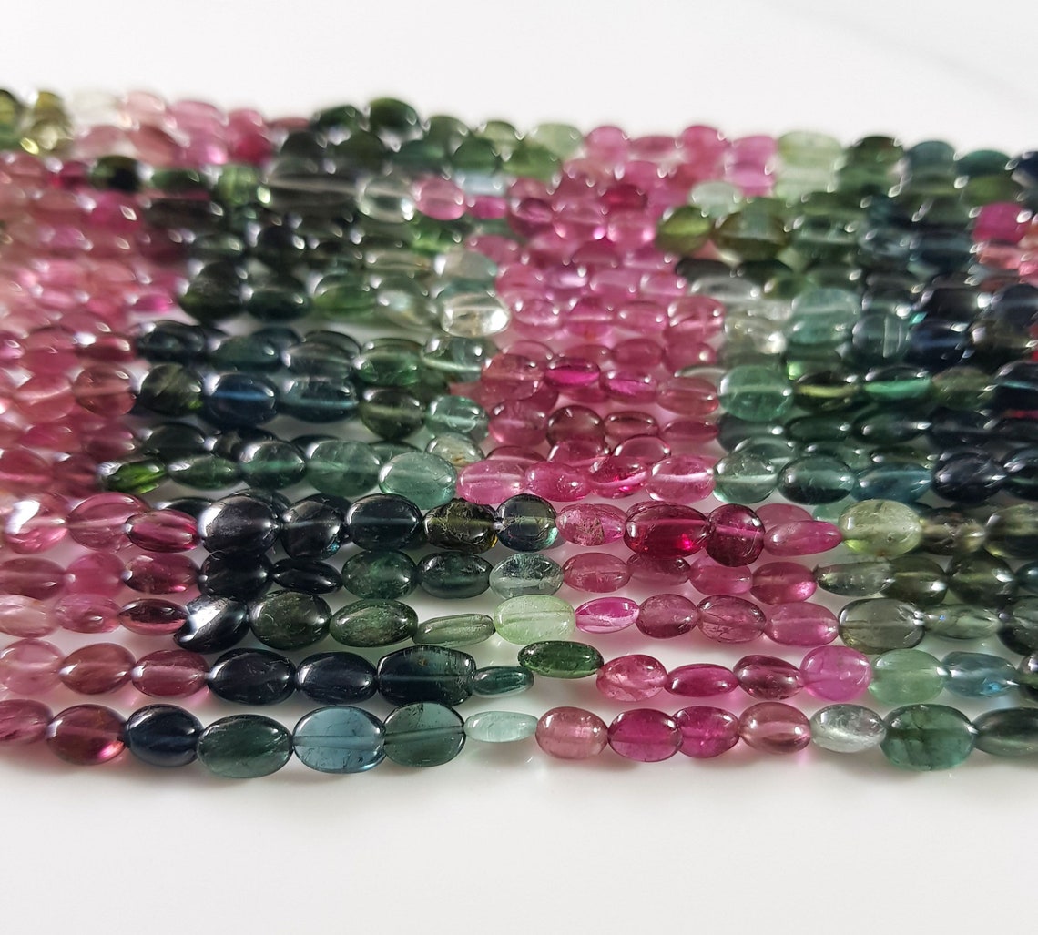 Multi TOURMALINE Gemstone Smooth Oval Cabochons Shaped Beads Loose ...