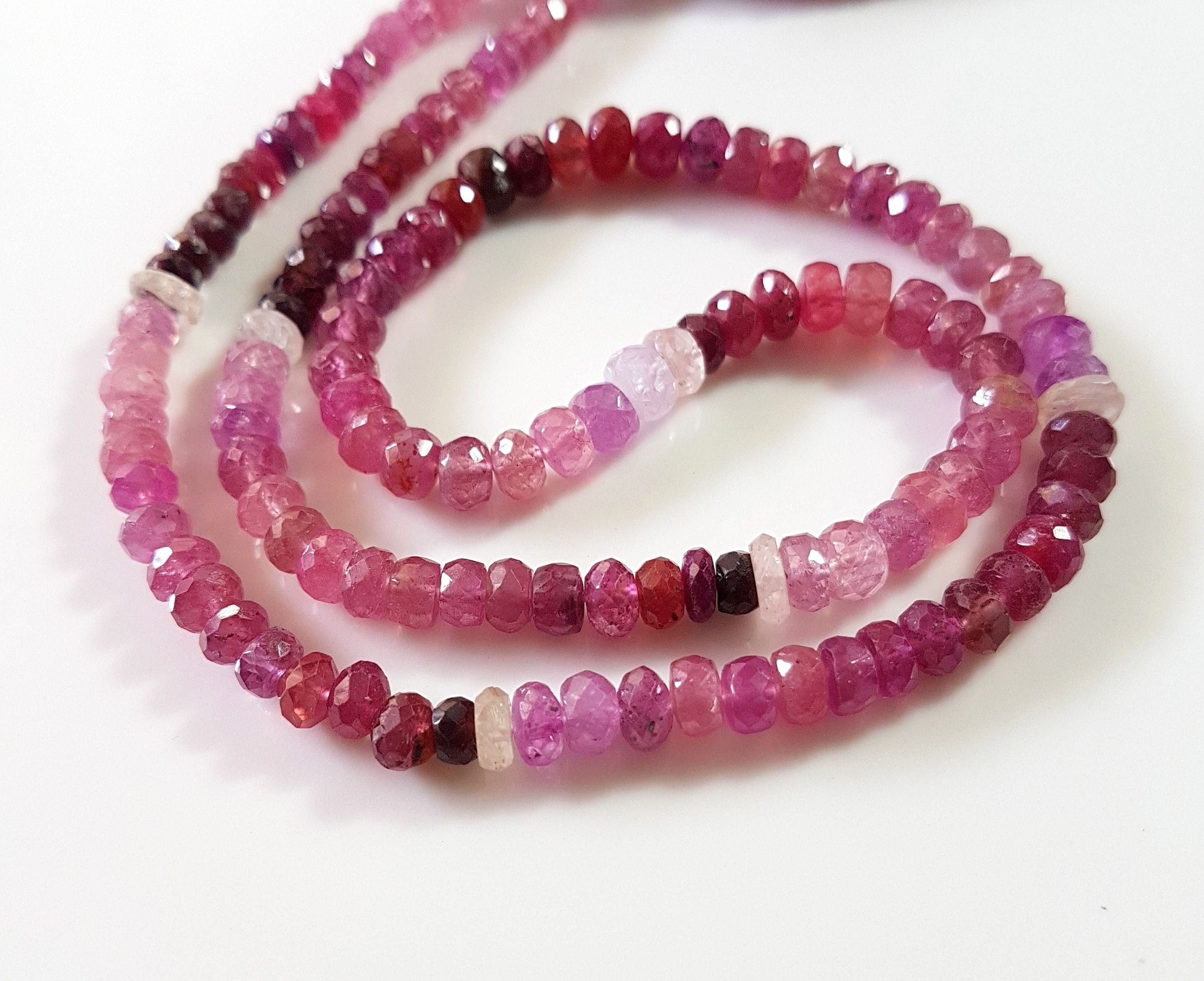 AAAA GEMSTONE Wholesale Natural RUBY Shaded Faceted Roundels Beads ...