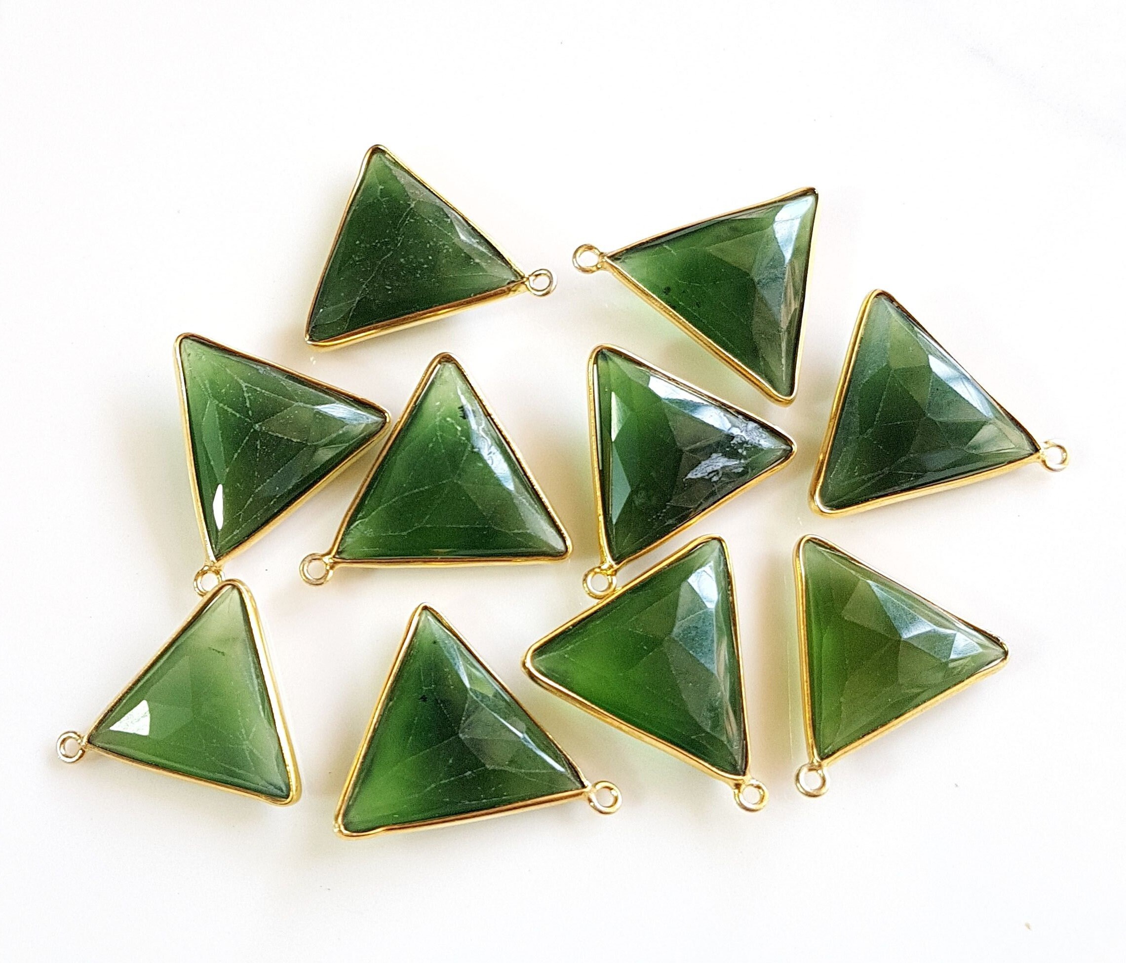 5 Stück 100% Natürlicher Serpentin Edelstein 925 Silber Verbinder 14K ...