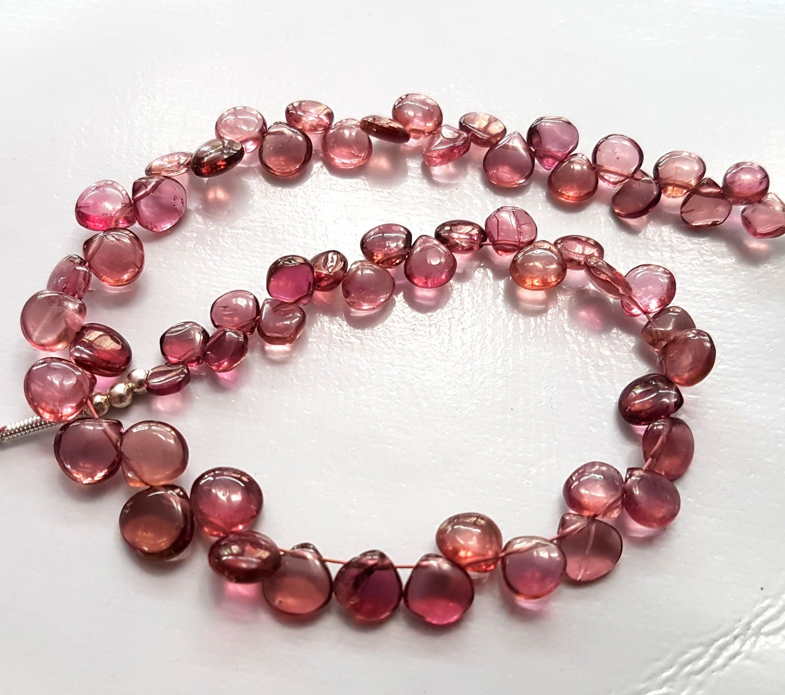 Natural Pink Tourmaline Gemstone smooth Heart shaped Beads | Etsy