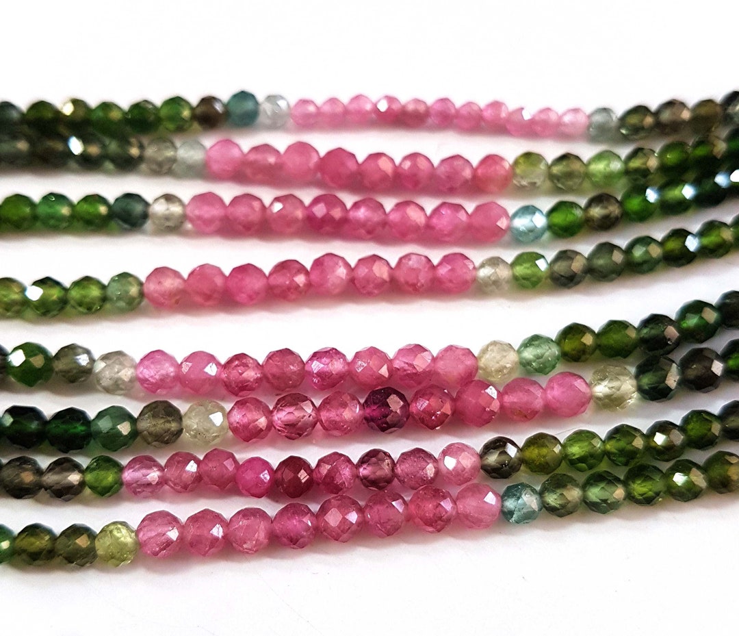 Multi TOURMALINE piedras preciosas facetadas cuentas redondas turmalina ...