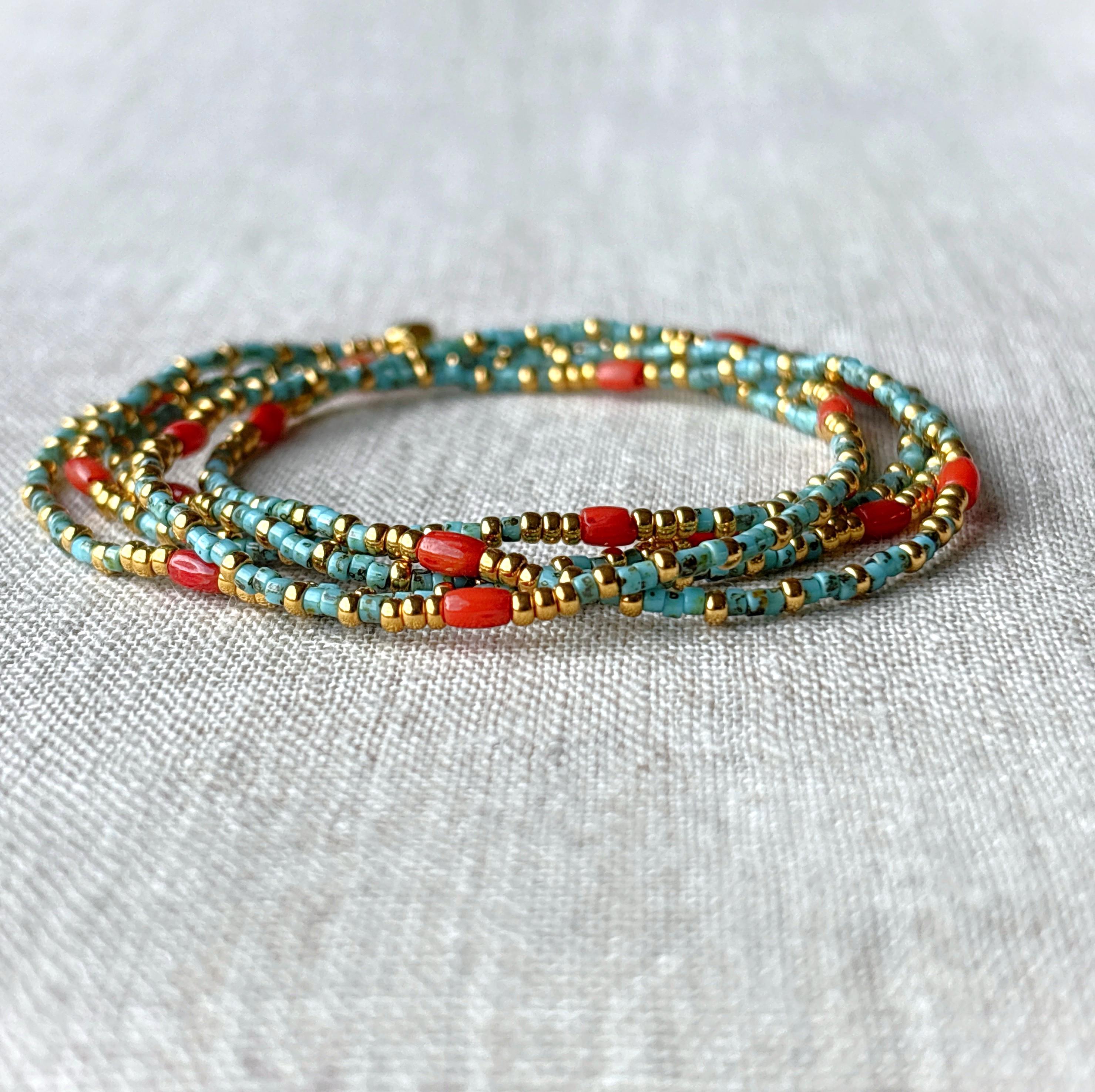 Colorful Boho Stacking Bracelet, 5 Wrap Bracelet With Miyuki Seed Beads ...
