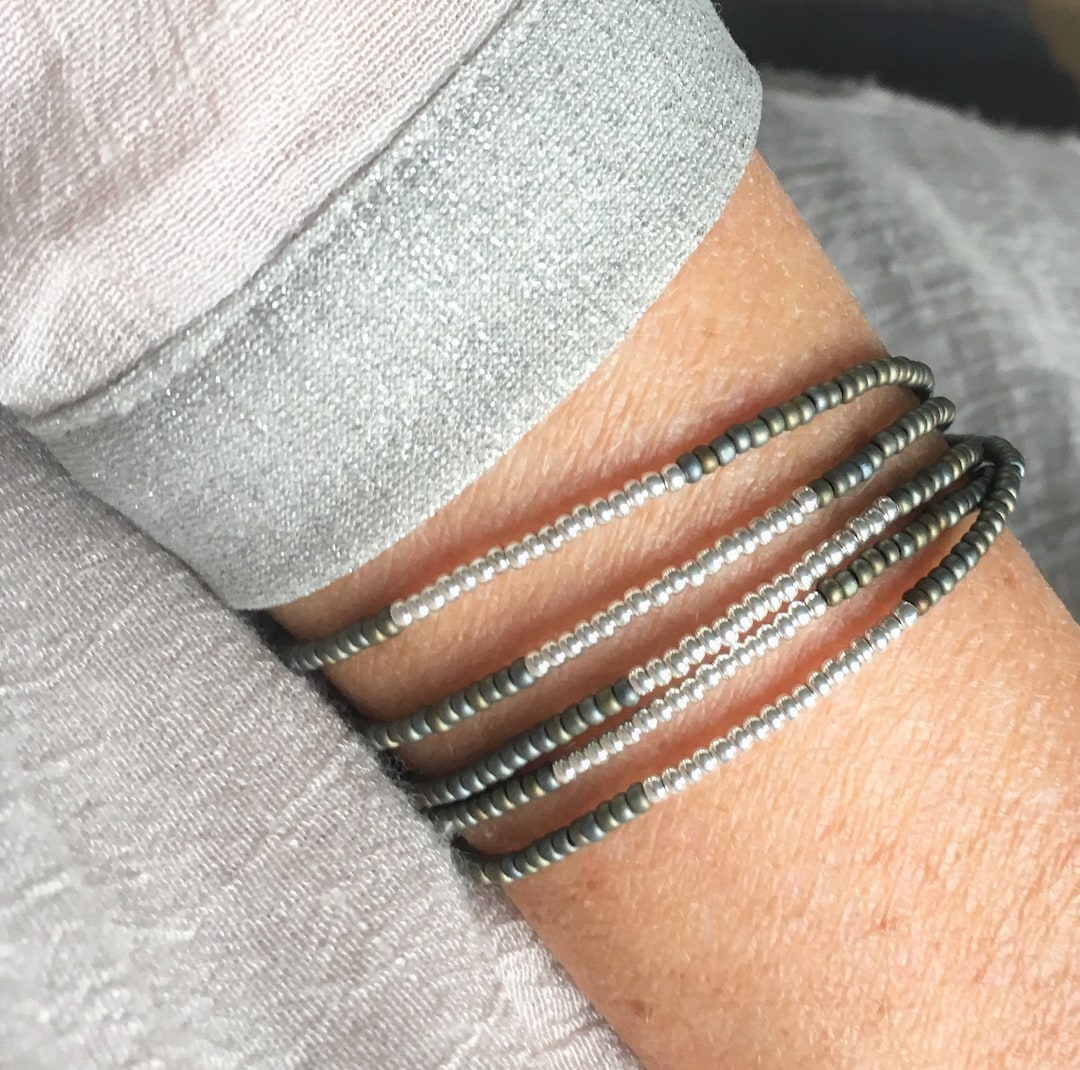 Beaded Wrap Bracelet With Sterling Silver Plated Beads - Etsy