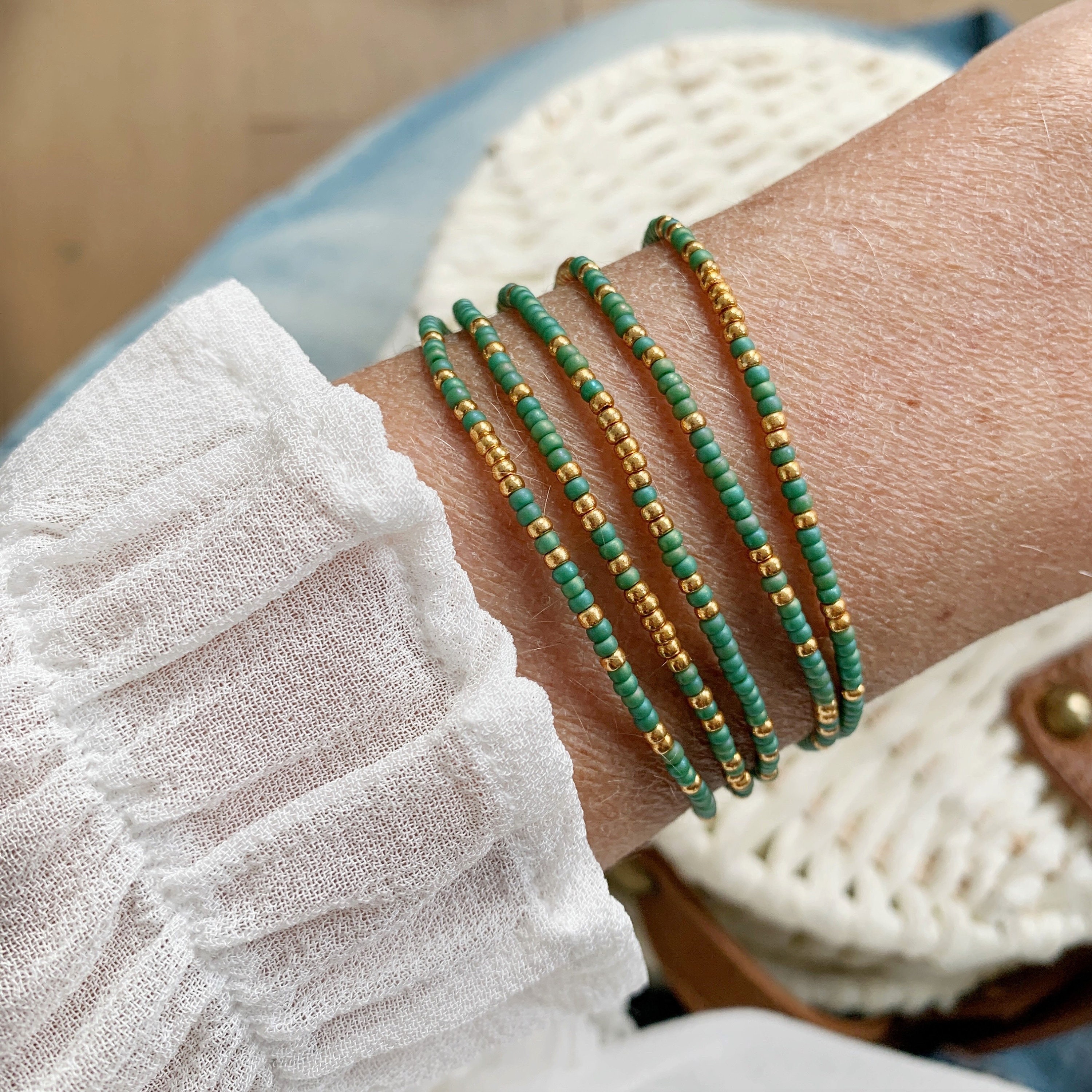 Seed Bead Bracelet Strech Wrap Braceelt Christmas T Idee Etsy