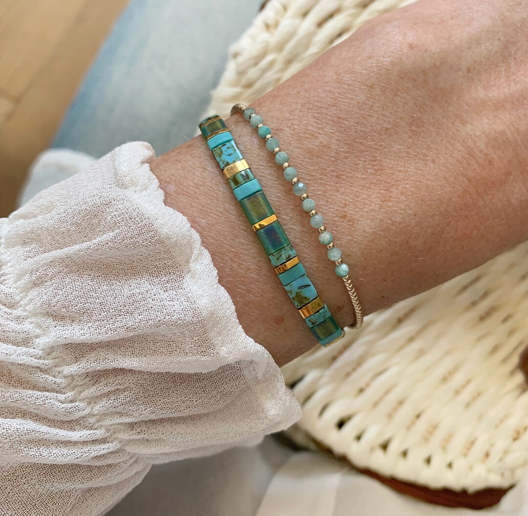 Bracelet Set With a Tila Bracelet and Amazonite Bracelet, Jewelry Gift ...