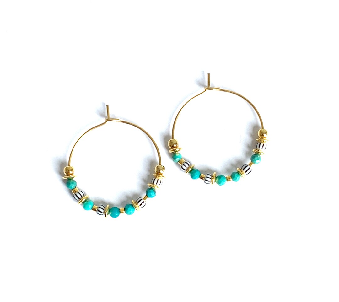 Beaded Hoops, Gold Creole 25 Mm, Summer Jewelry - Etsy