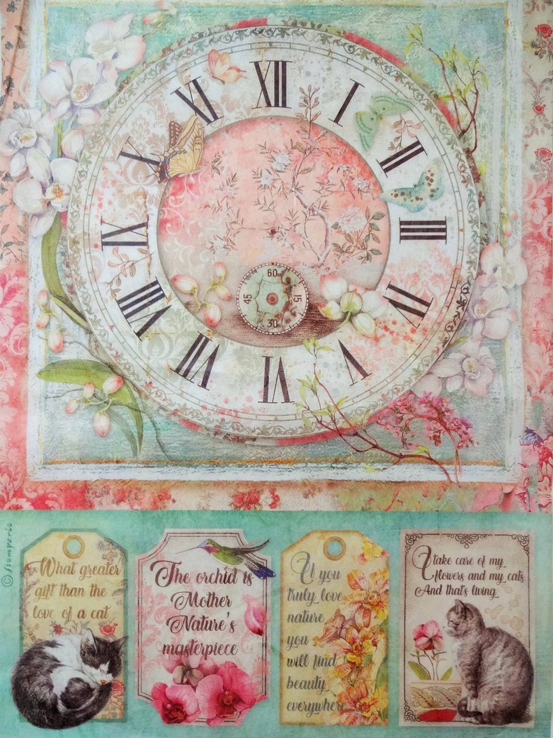 Clock Face Decoupage Rice Paper - Etsy