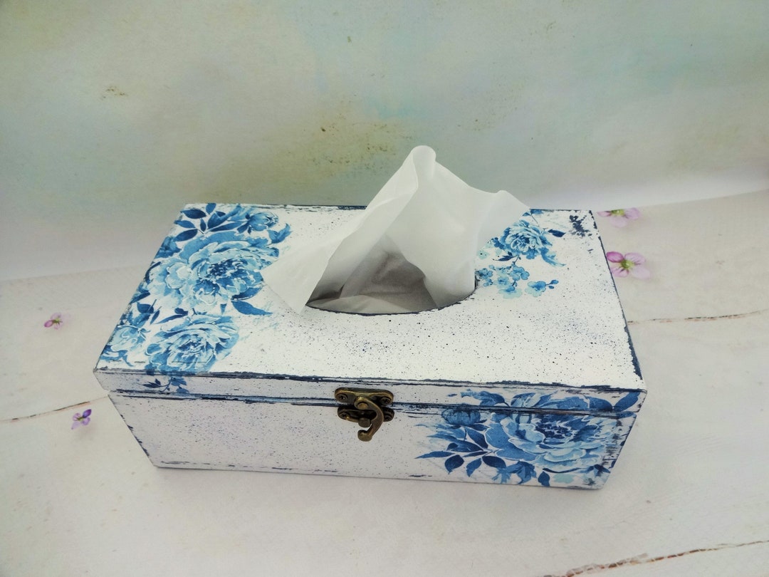French Style Blue Tissue Box Cover - Etsy