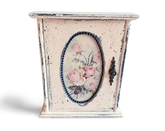 Large Vintage Wall Key Organizer Shabby Chic Wood Wall Key Cabinet ...