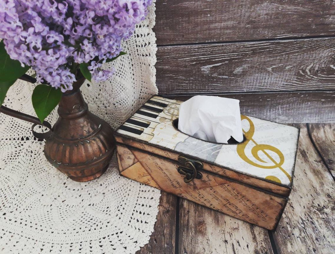 Wooden Music Theme Tissue Box Cover Gift for Music Lover Home Decor for ...