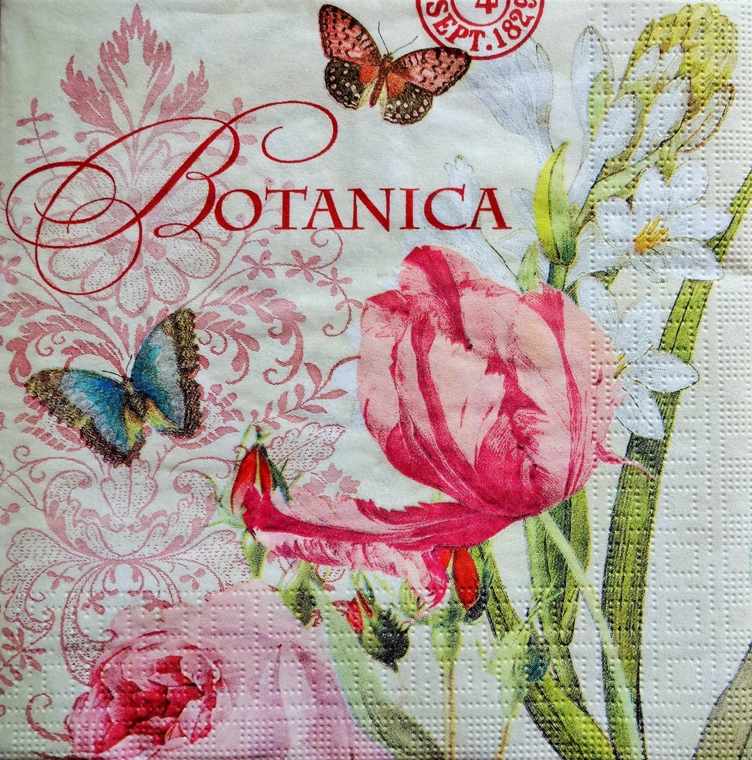 4 Spring Tulip Luncheon Napkins, Printed Paper Napkins, Decoupage ...