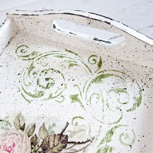 White Floral Shabby Chic Serving Tray - Etsy