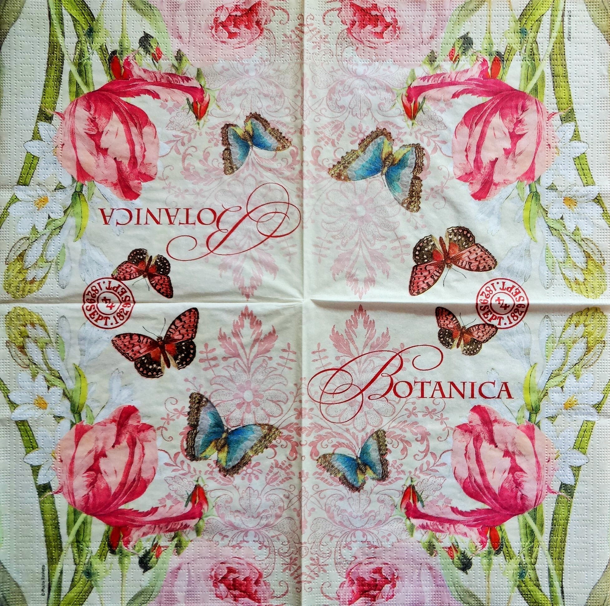 4 Spring Tulip Luncheon Napkins, Printed Paper Napkins, Decoupage ...