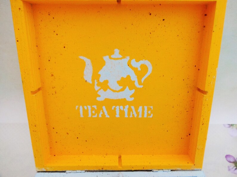 Sunflower Blue Rustic Tea Bag Box | Etsy