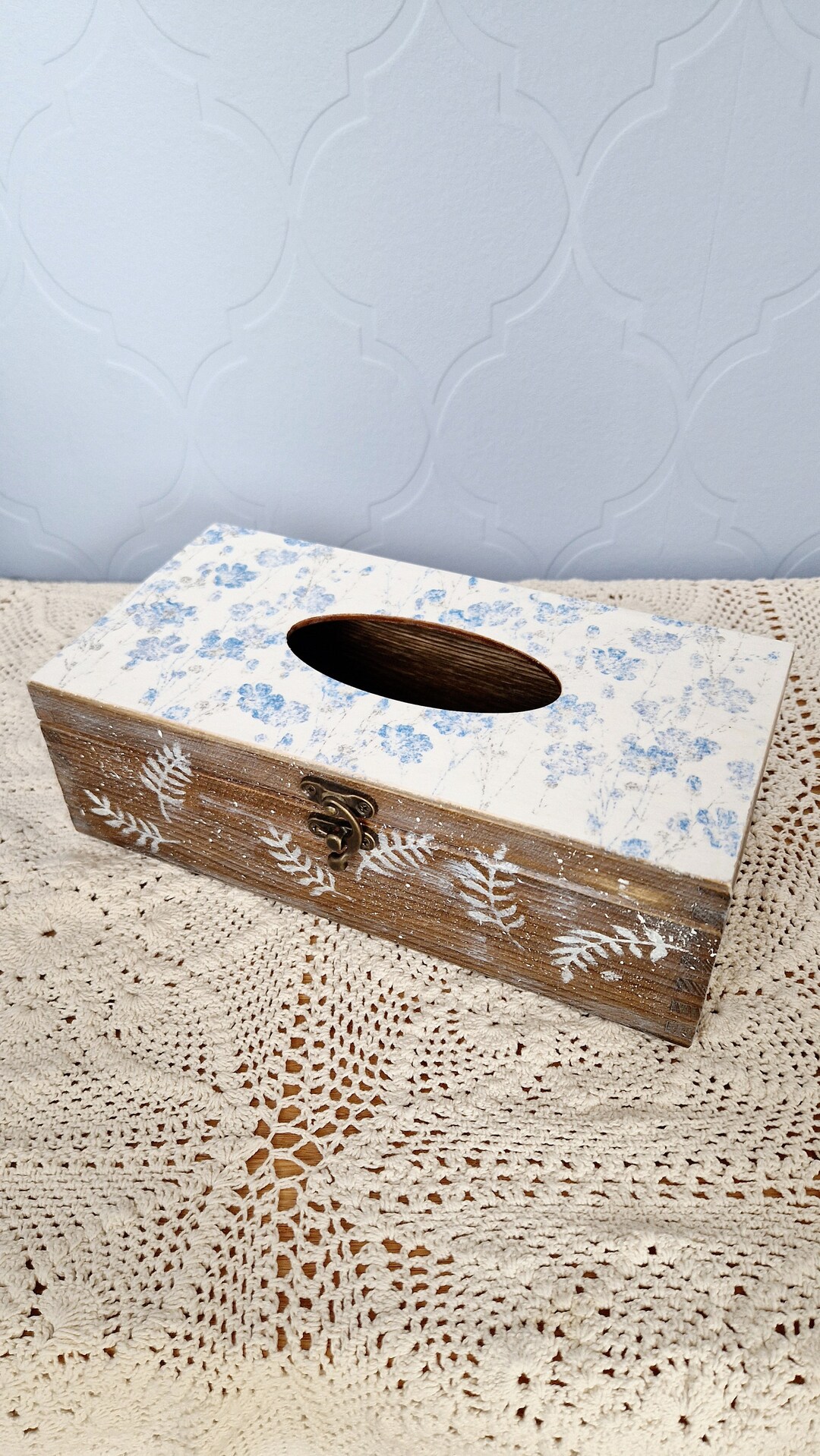 Shabby Chic Floral Blue Tissue Box Cover for Tissue Holder Floral ...