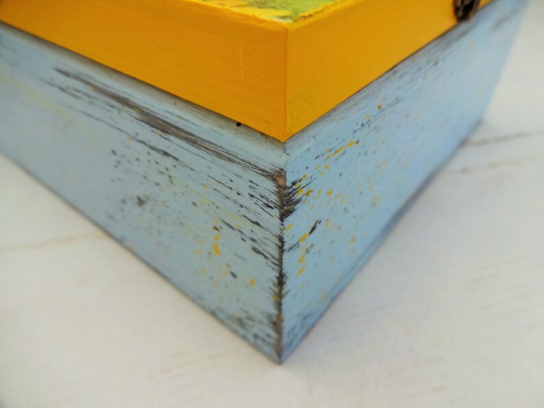 Sunflower Blue Rustic Tea Bag Box | Etsy