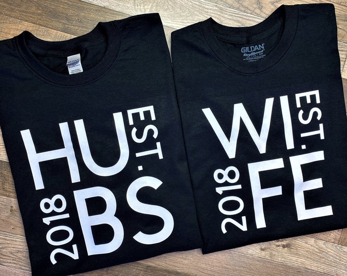 Hubs Wife Husband Wife Established Shirts Est Shirts Wedding Shirts ...