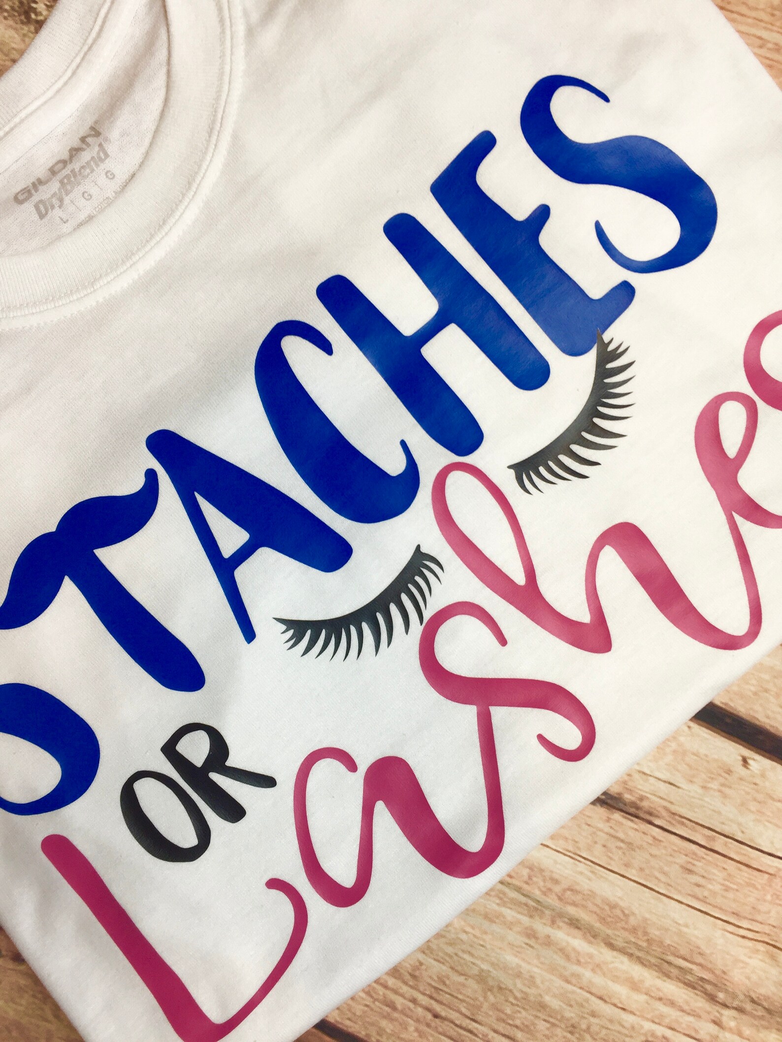 Staches or Lashes Gender Reveal Shirt Mustaches or Eye Lashes | Etsy