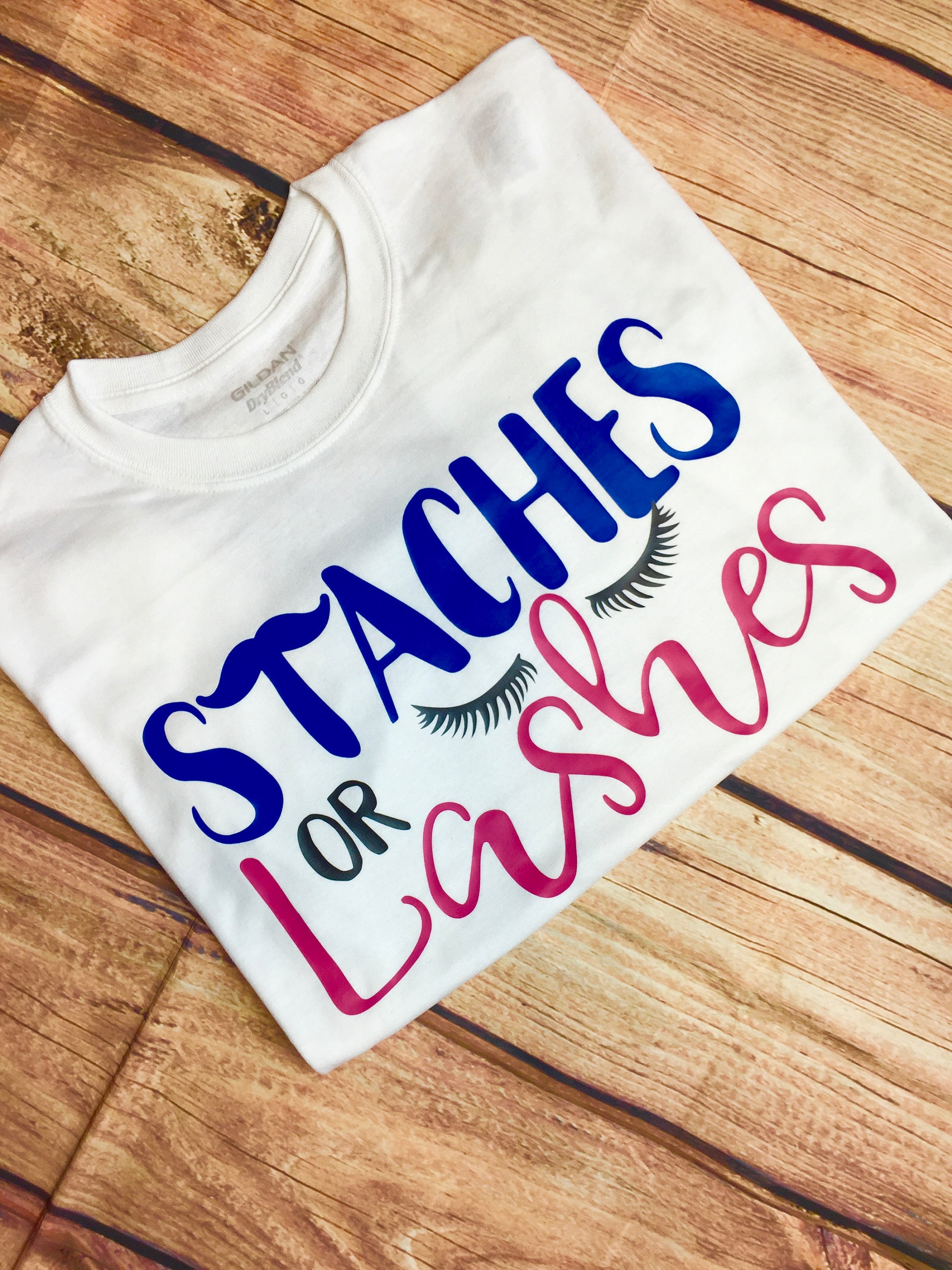 Staches or Lashes Gender Reveal Shirt Mustaches or Eye Lashes | Etsy