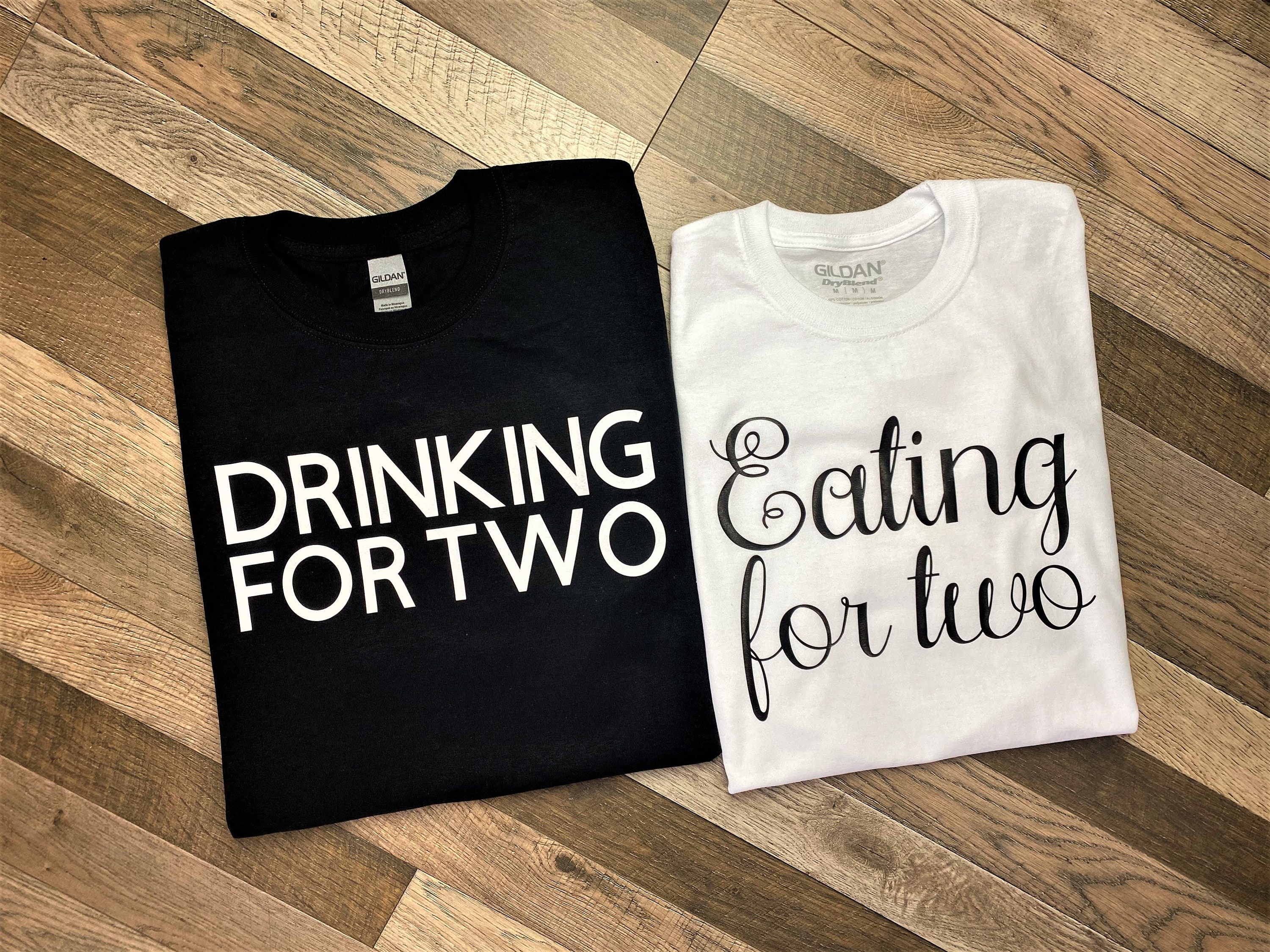Eating For Two Drinking For Two Pregnancy Announcement Shirts | Etsy
