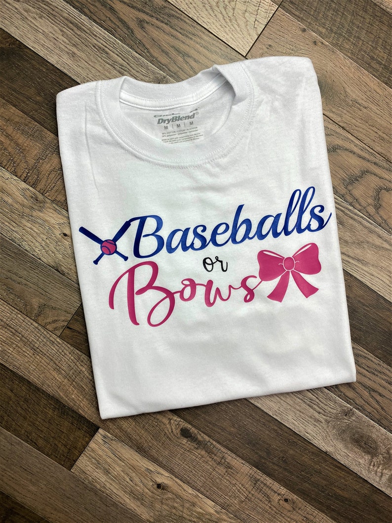 Baseball or Bows Gender Reveal Shirts Gender Reveal Baseball - Etsy