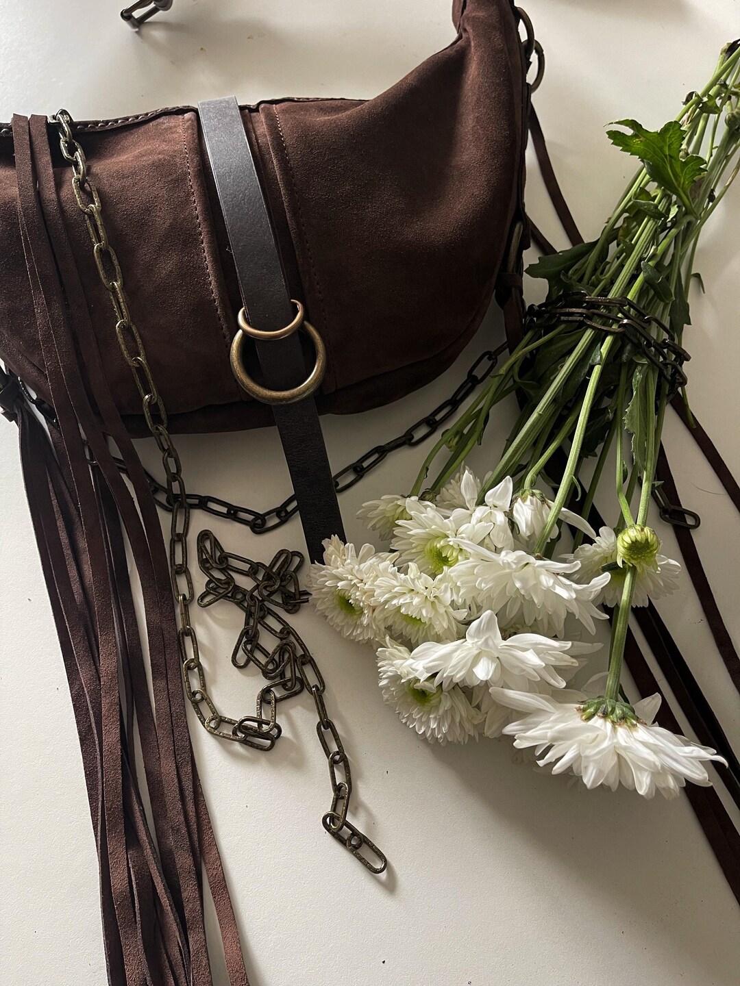 Brown Suede Shoulder Lilith Bag Boho Alternative Slow Fashion Handmade ...