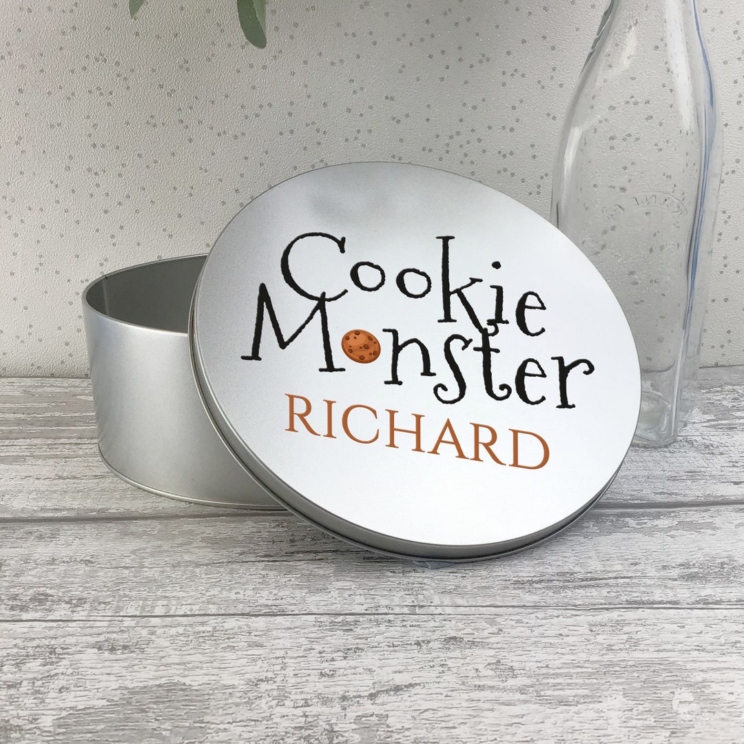 Personalised Cookie Monster Biscuit Tin Box Gift Metal - Etsy UK