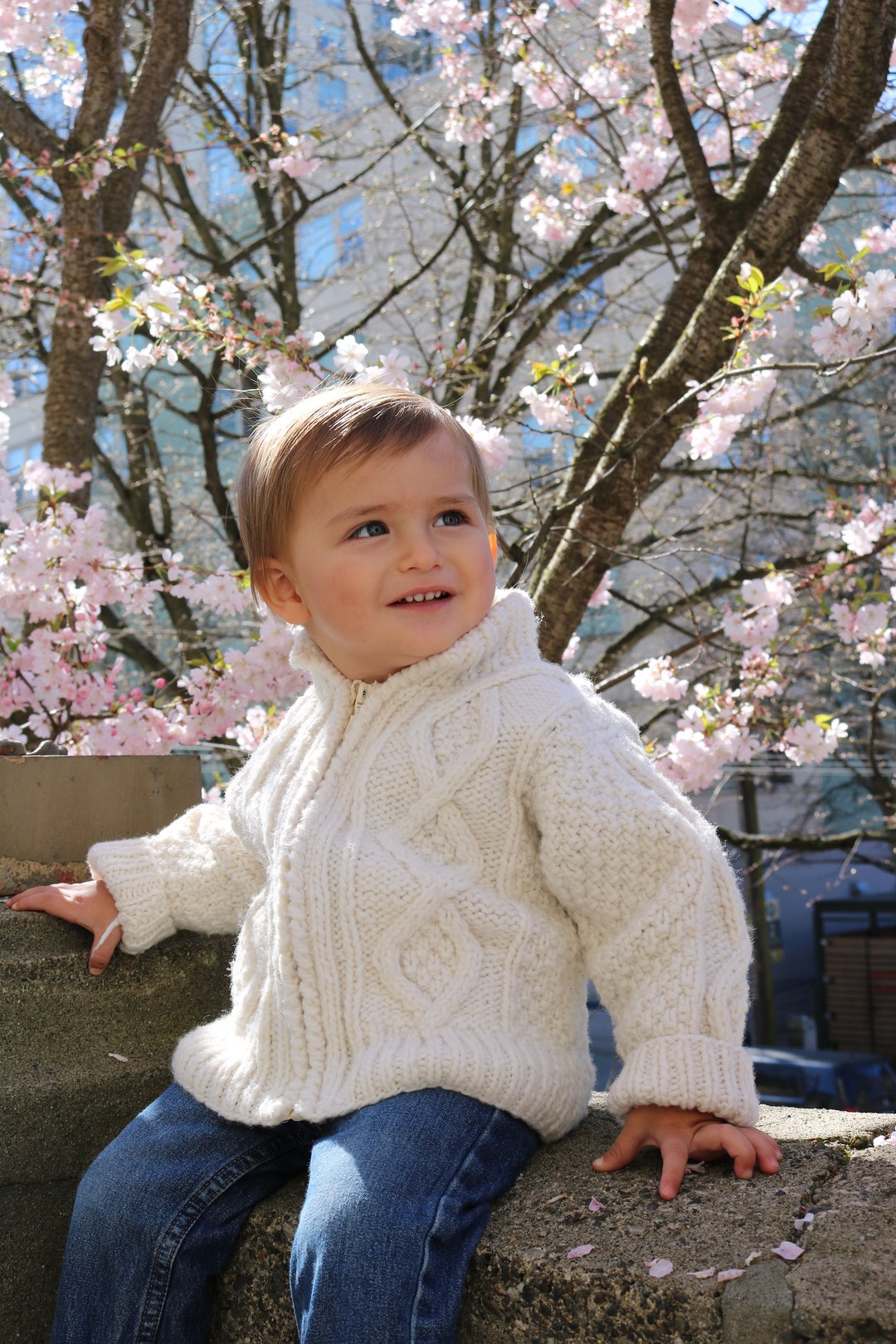 Pure Wool Sweater. Cozy Wool Handknit Toddler & Boy Cable Knit Sweater ...