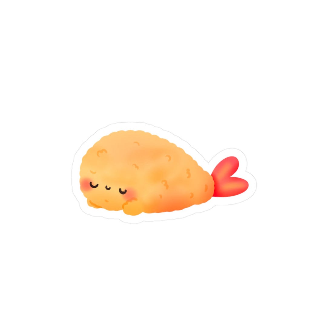 Kawaii Tempura Shrimp Decals, Cute Seafood Stickers, Sleepy Shrimp Vinyl Decals, Foodie Gift ...