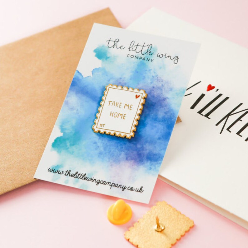 Take Me Home 1st Class Stamp Enamel Pin | Cute Enamel Lapel Pin | Cute ...