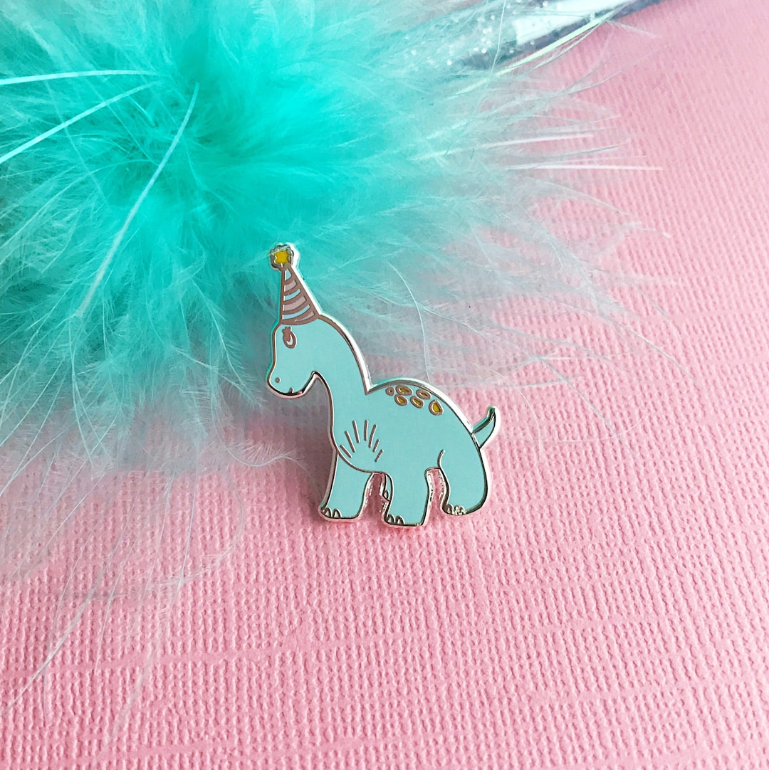 Coco the Party Dinosaur Enamel Pin | Cute Enamel Lapel Pin | Dino ...