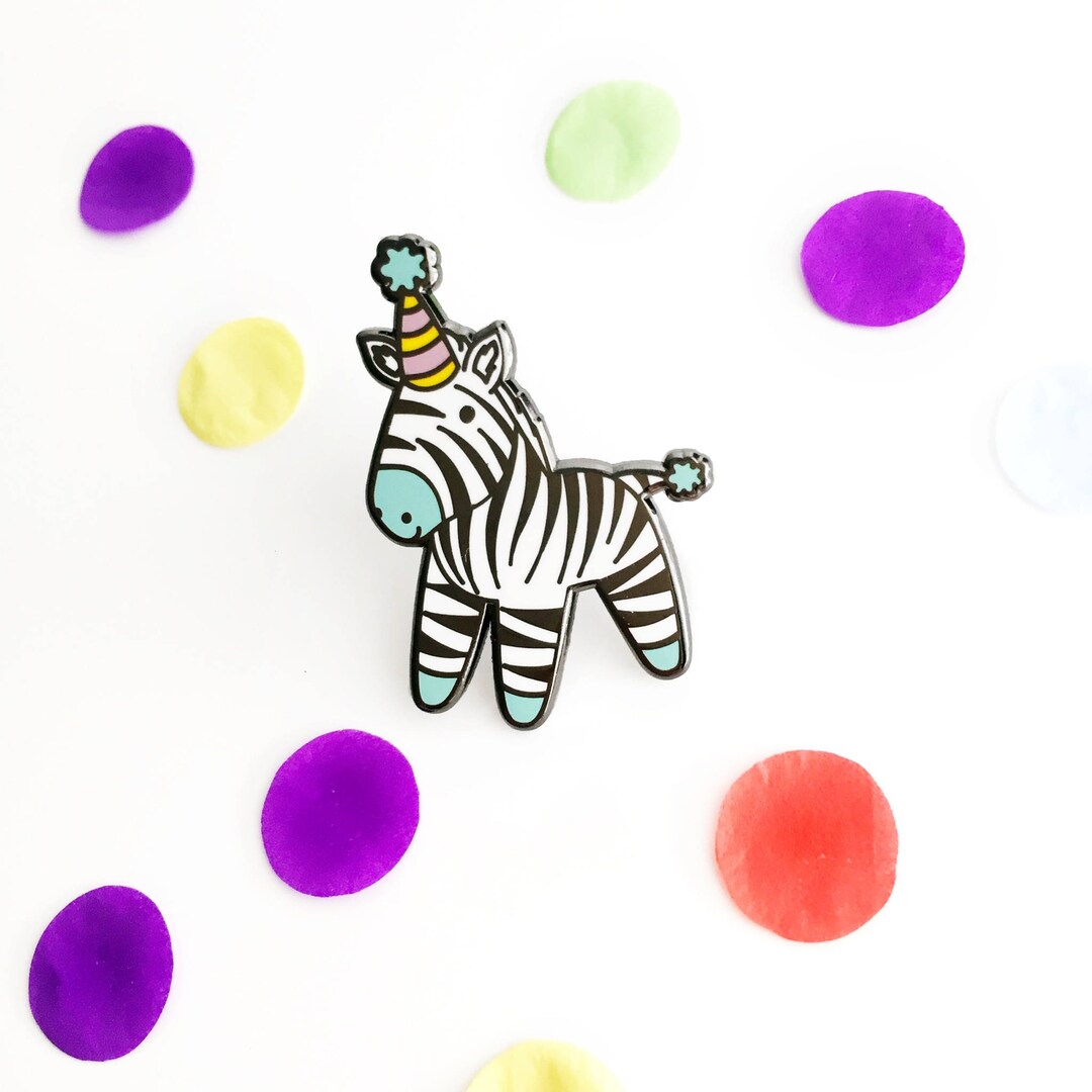 Zizi the Party Zebra Enamel Pin | Cute Enamel Lapel Pin | Zoo Pin ...