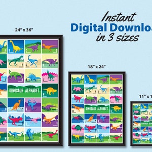 Dinosaur Alphabet Poster - DIGITAL DOWNLOAD - Nursery Room - Home Decor ...