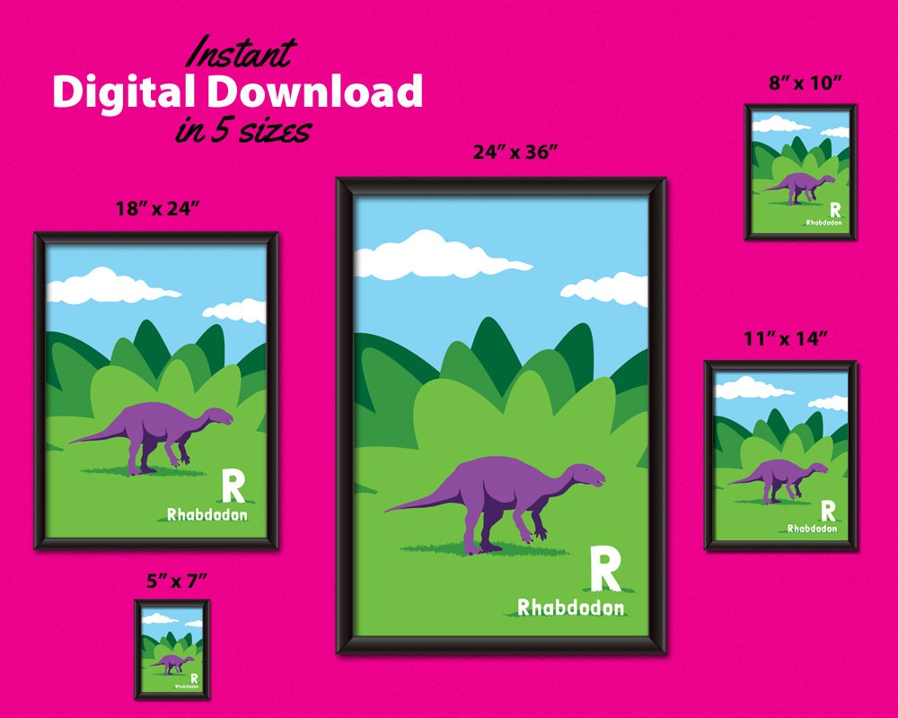 Dinosaur Alphabet Poster - Rhabdodon - DIGITAL DOWNLOAD - Kids ...