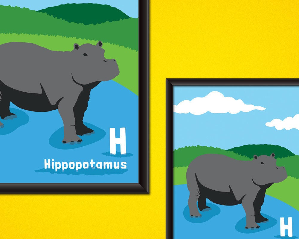 Animal Alphabet Poster - Hippopotamus - DIGITAL DOWNLOAD - Kids ...