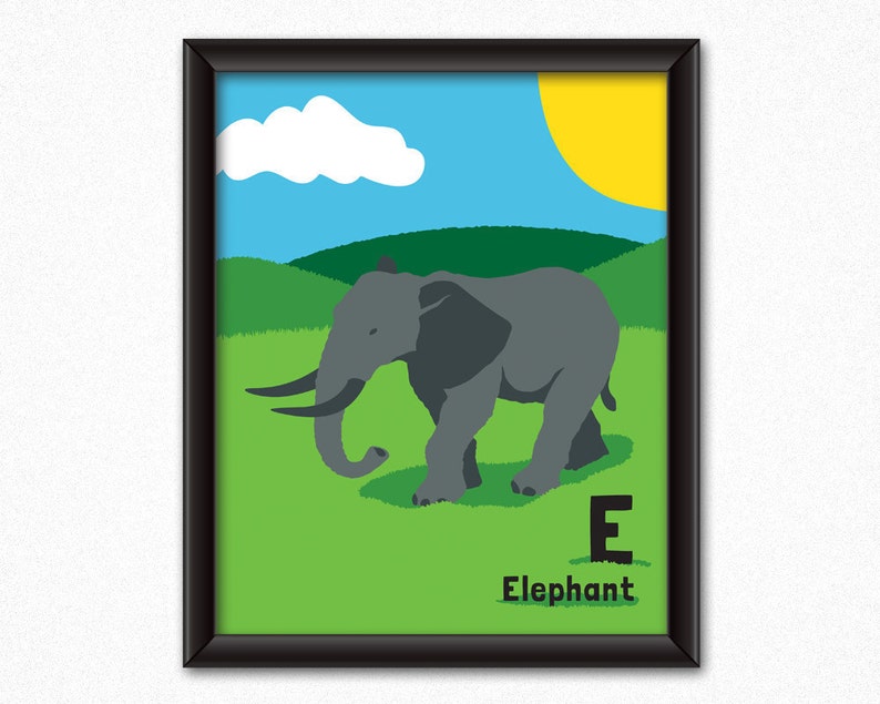 Animal Alphabet Poster - Elephant - DIGITAL DOWNLOAD - Kids & Nursery ...