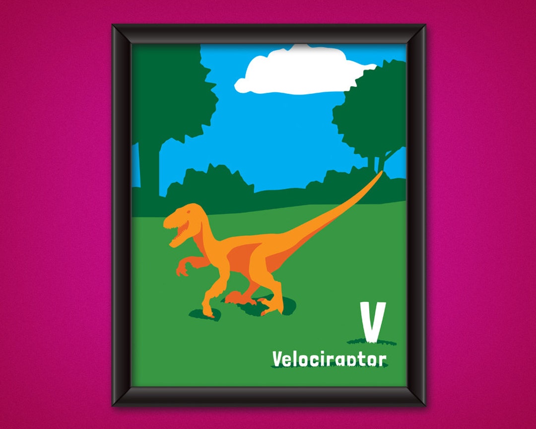 Dinosaur Alphabet Poster - Velociraptor - DIGITAL DOWNLOAD - Kids ...