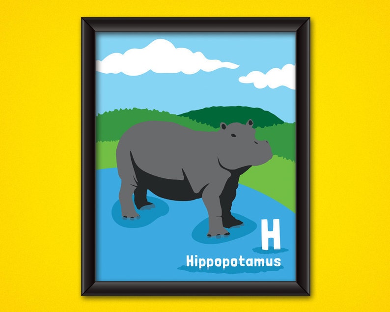 Animal Alphabet Poster - Hippopotamus - DIGITAL DOWNLOAD - Kids ...