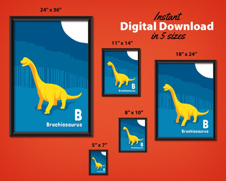 Brachiosaurus Poster - DIGITAL DOWNLOAD - Dinosaur Kids Room Decor ...
