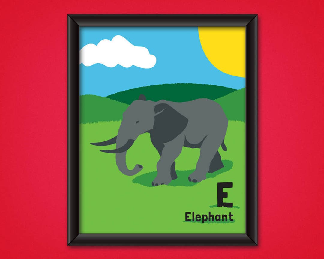 Animal Alphabet Poster - Elephant - DIGITAL DOWNLOAD - Kids & Nursery ...