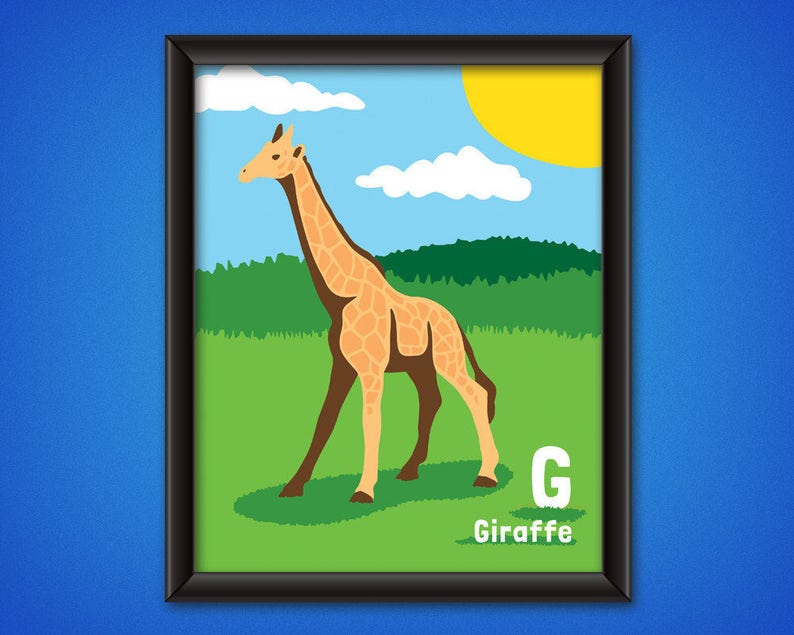 Animal Alphabet Poster - Giraffe - DIGITAL DOWNLOAD - Kids & Nursery ...