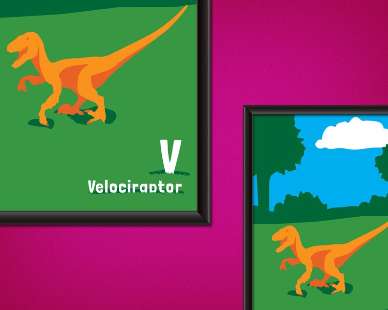 Dinosaur Alphabet Poster - Velociraptor - DIGITAL DOWNLOAD - Kids ...