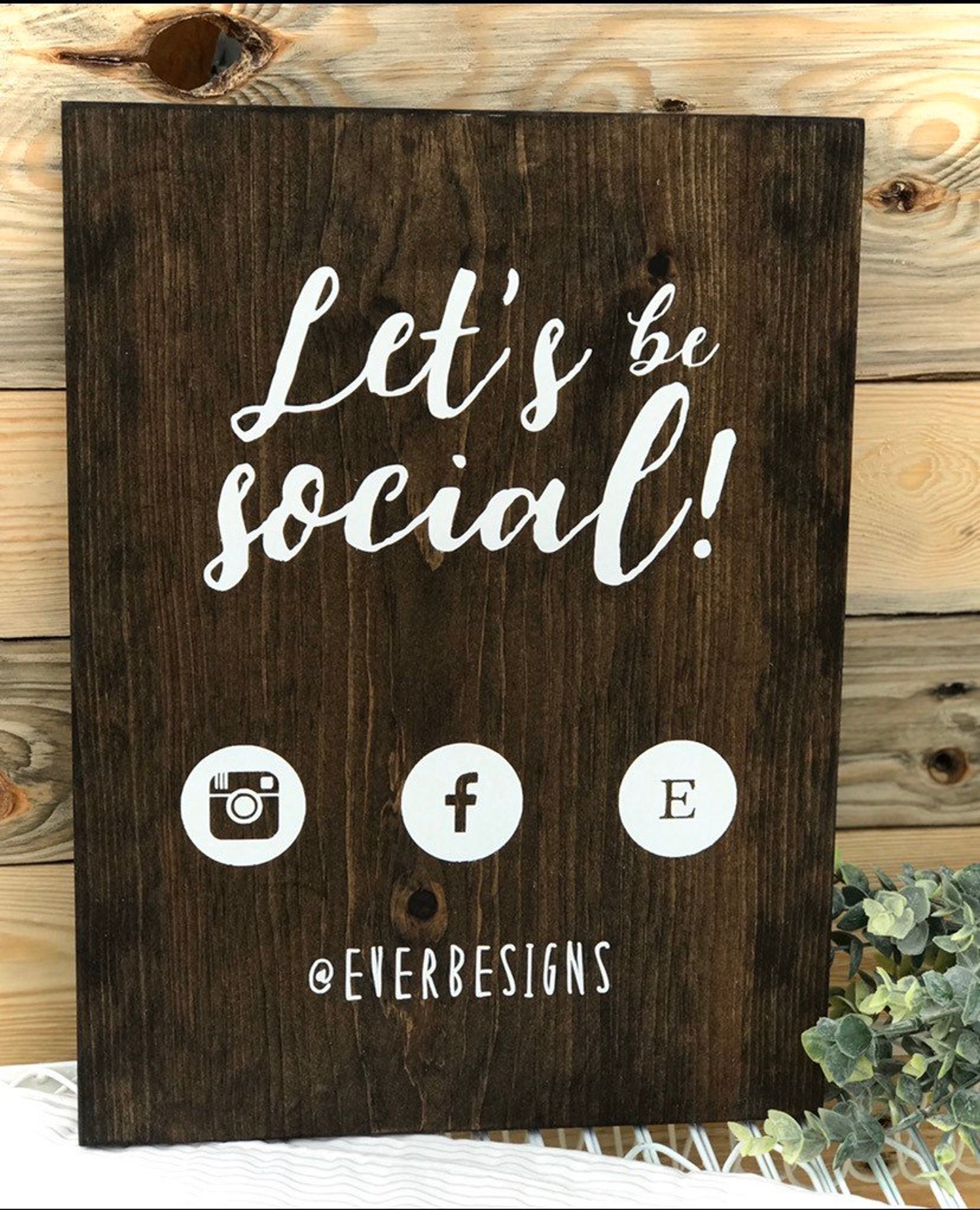 Lets be Social Social Media Signs Wood Business Name Art | Etsy