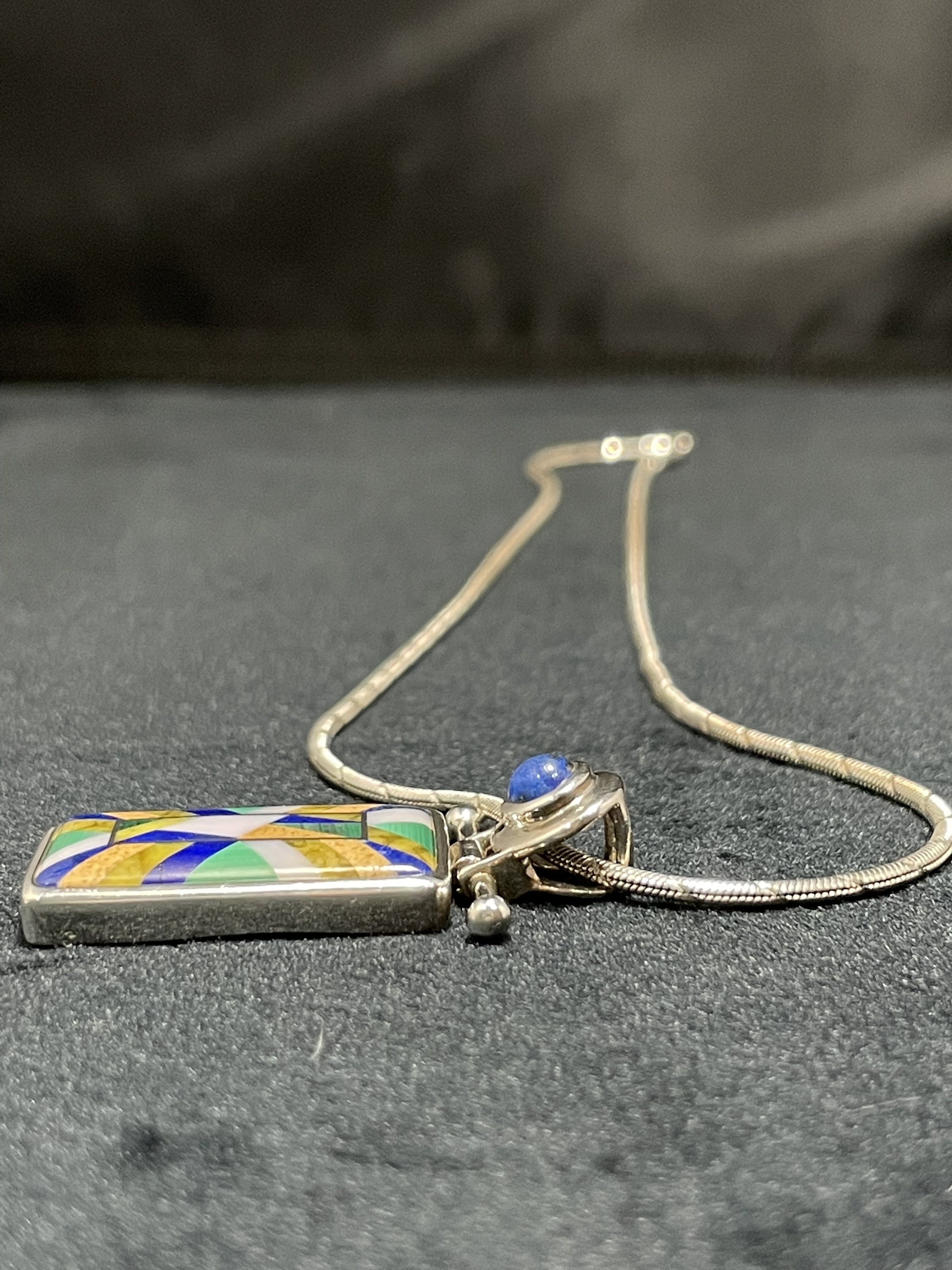 Unique Whiteny Kelly Inlay Stone Sterling Silver Necklace - Etsy