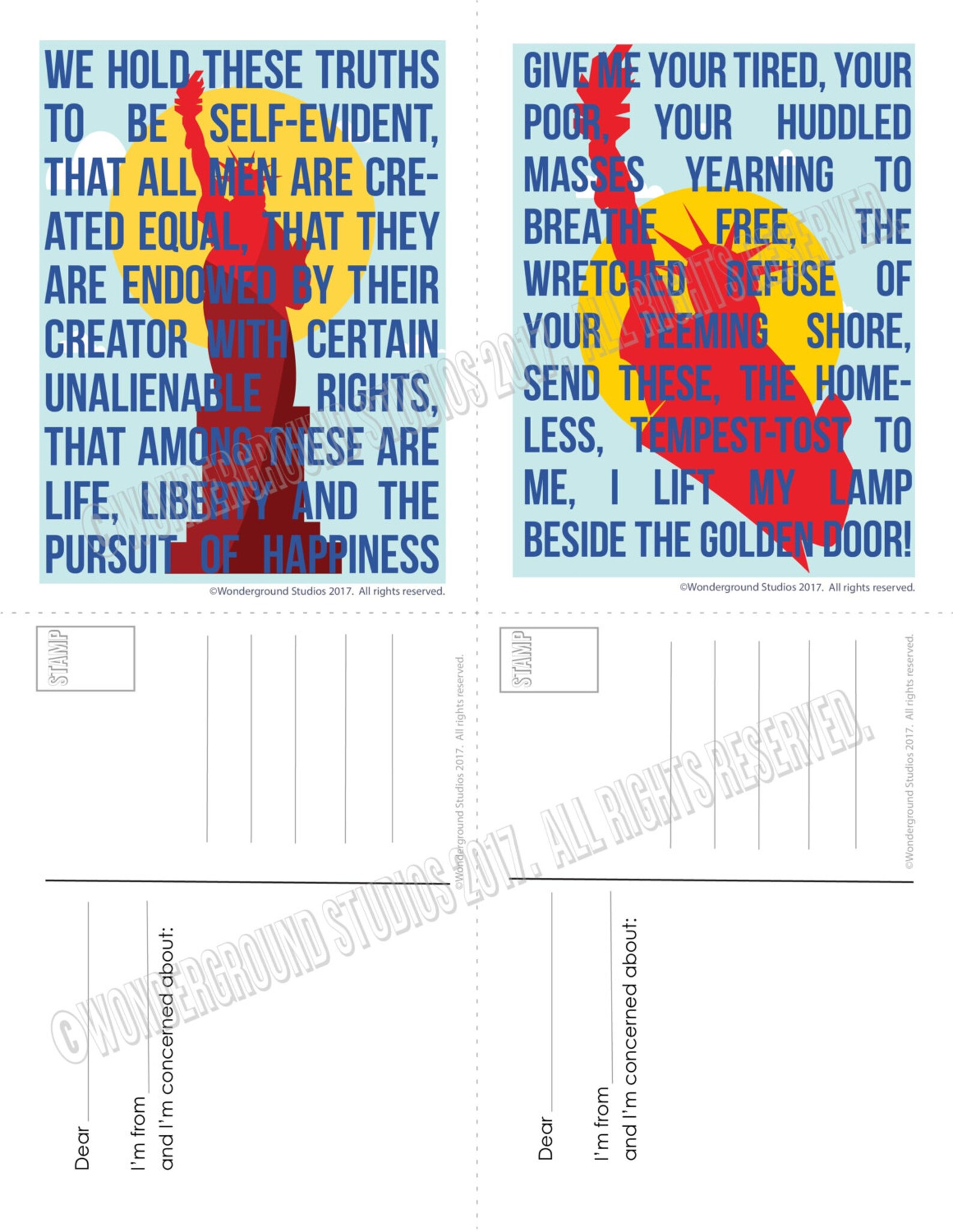 PROTEST POSTCARD lady Liberty Life, Liberty and the Pursuit of ...