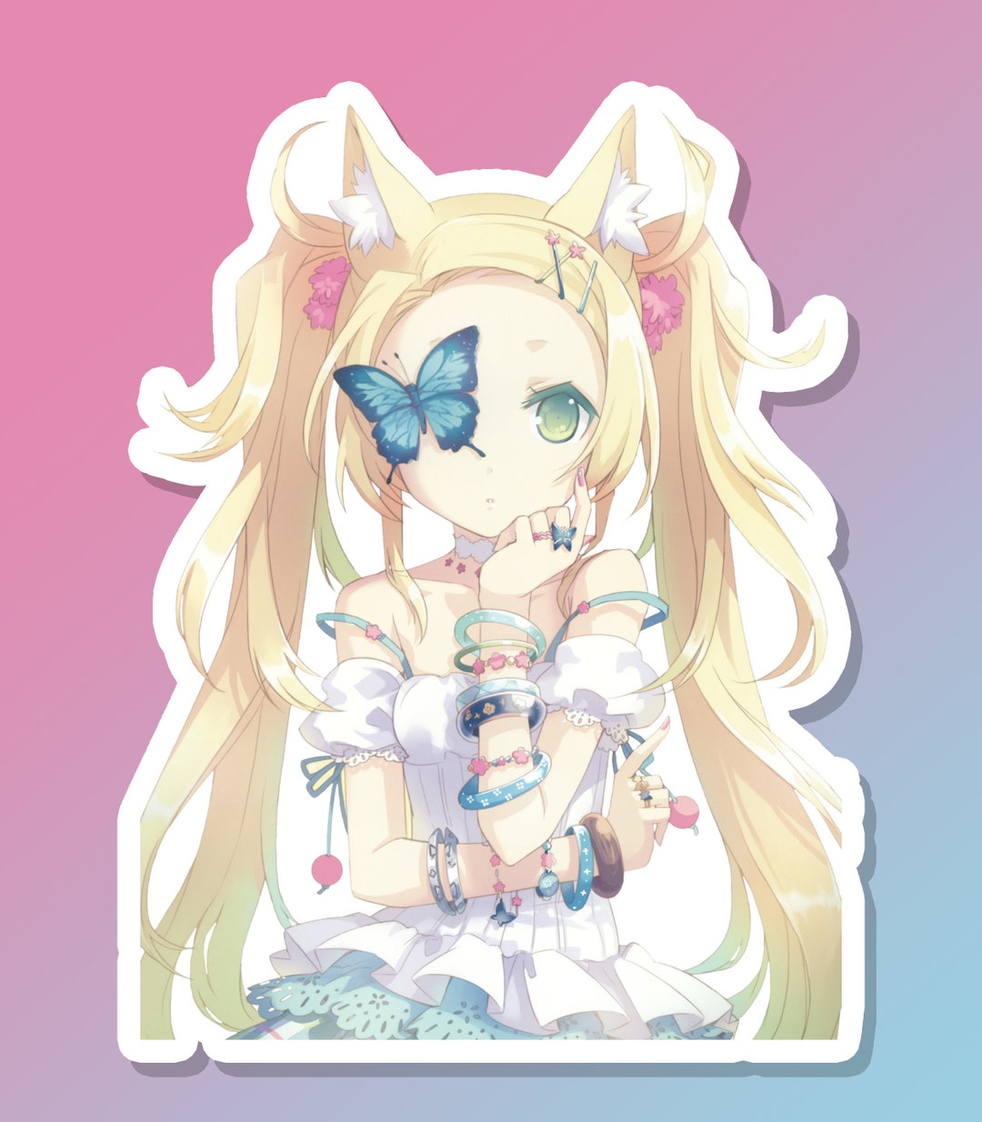 Butterfly Neko Vinyl Sticker Anime Stickers Laptop Stickers Fridge ...